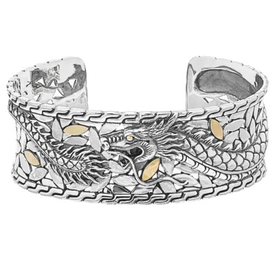 Samuel B. Collection Sterling Silver & 18K Yellow Gold Accent Dragon ...