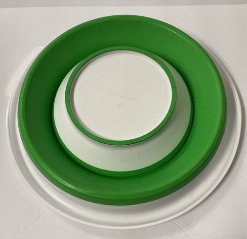 Pampered Chef Collapsible Serving Bowl 2 Quart Silicone Green & White W ...