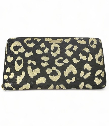 KATE SPADE - LEOPARD PRINT ZIP AROUND WALLET LARGE -BEIGE/BLACK/GOLD | eBay