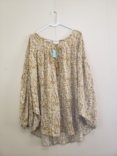Hayden Womens 2XL Peasant Blouse Boho Golden Floral Flowy Tassel Spring ...