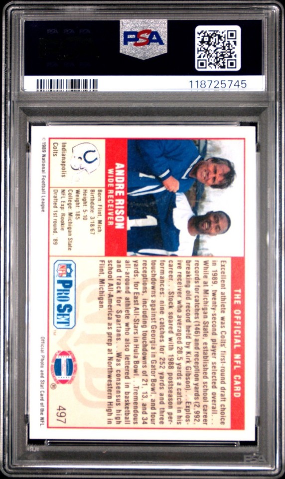 1989 Pro Set Andre "Bad Moon" Rison RC Card PSA 10 Gem Mint #497 | eBay