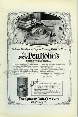 1926 Quaker Oats Pettijohns Hot Cereal Whole Wheat PRINT AD Wall Decor ...