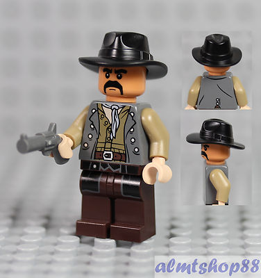 LEGO - Cowboy Bandit Minifigure w/ Gray Jacket Western Brim Hat ...