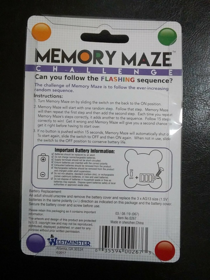 New Memory Maze Challenge Handheld Game Batteries Included - flashing ...