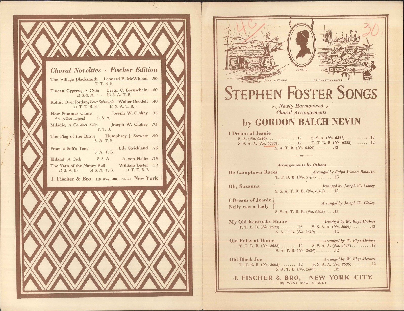 I Dream Of Jeanie Sheet Music SSAA Chorus Piano 1930 Foster Nevin ...