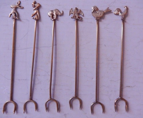 Vintage Silver Mexico Marked 825 Set 6 Forks Hors D'Oeuvres Pickle ...