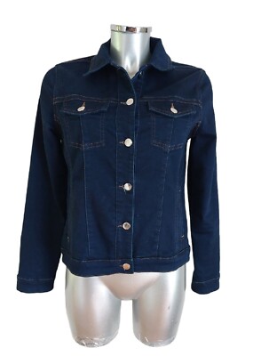 Womens Jean Jacket Jasper Conran 10 Denim Long Sleeve Button Up Collar ...