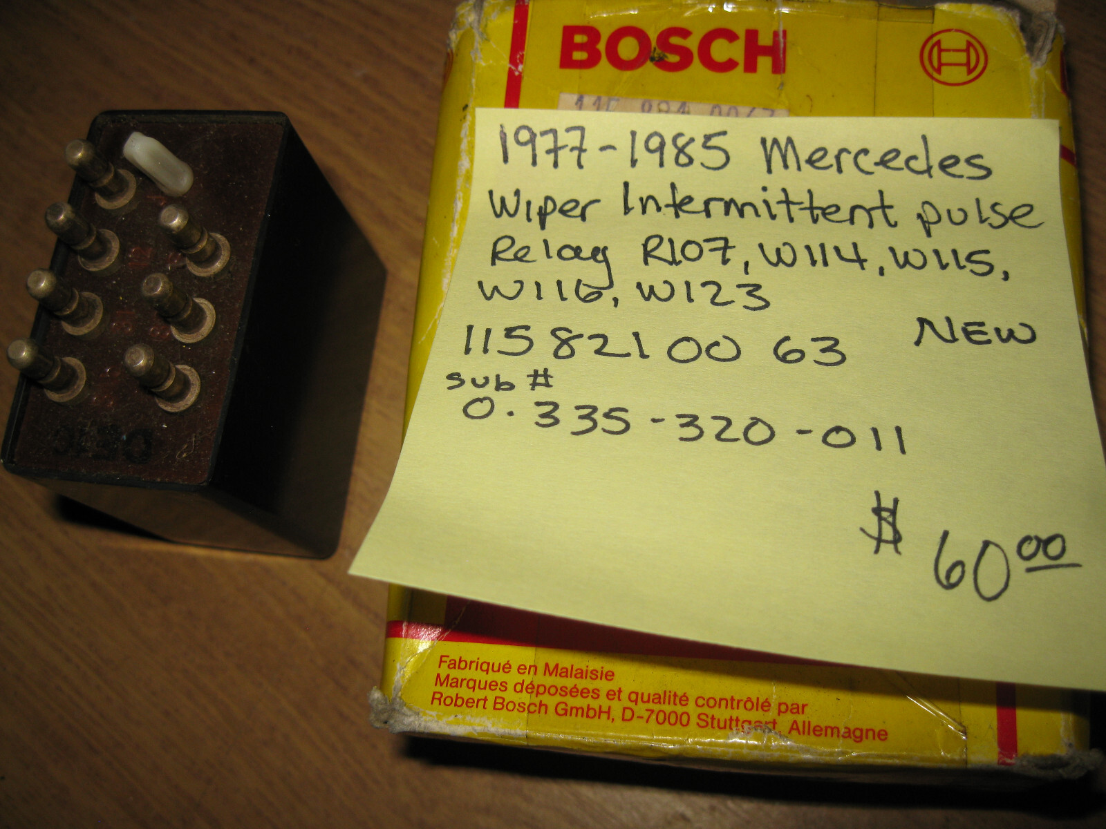 BOSCH Mercedes 1977-85 1158210063 Wiper Relay R107 W123 W115 450SL 280 ...
