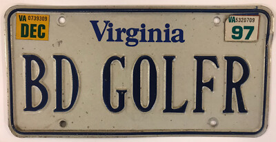 Vanity BAD GOLFER license plate Golf Golfing Tee Iron Club Bunker WV ...