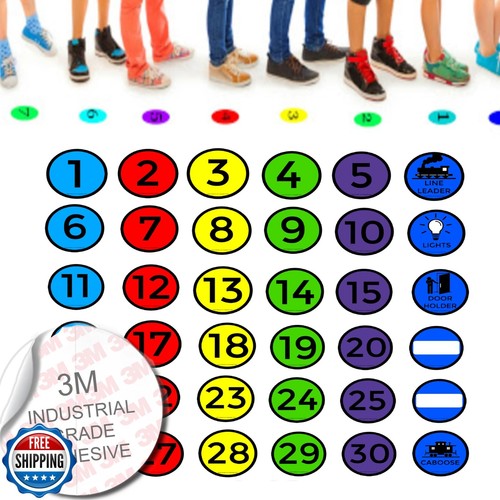 Line 'Em Up Spots by Abaco Brands | PET Stickers | Numbered 1-30, 6 ...
