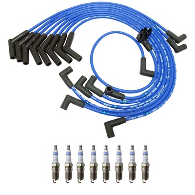 NGK Wire Set & Bosch 8 Double Platinum SparkPlugs Kit for Ford Mustang ...