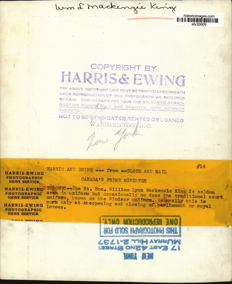 Press Photo Rt. Honorable William Lyon Mackenzie King in Windsor ...