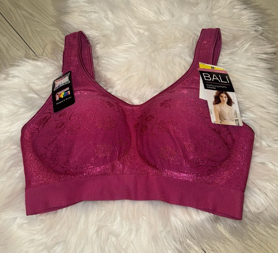 Bali 3488 Comfort Revolution Shaping Wireless Bra Floral Womens M Med ...