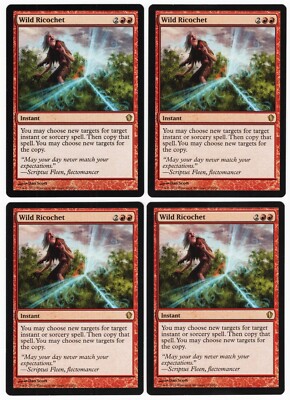 Wild Ricochet x4 4x 2013 Commander PLAYSET Red Rare Instant MTG NM AZ1 ...