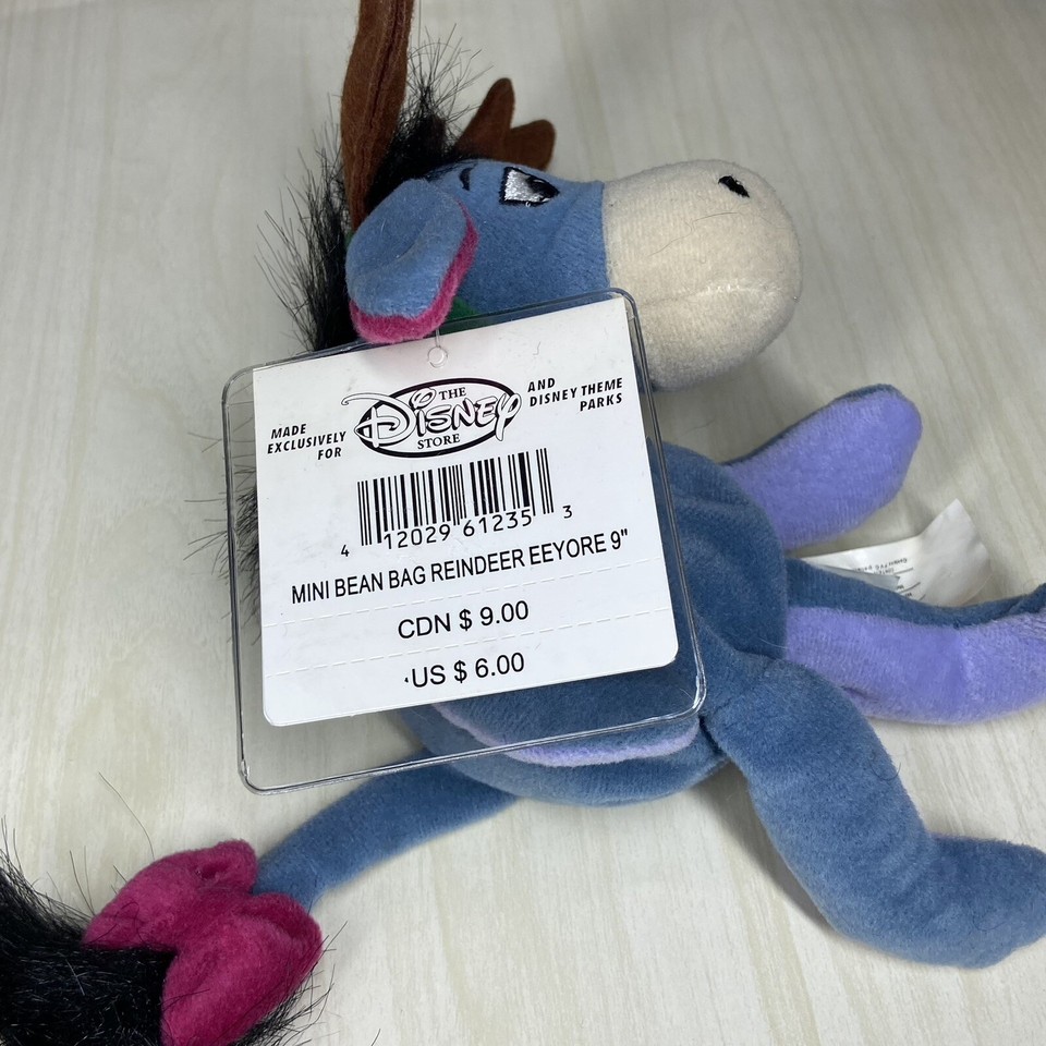 Disney Store Reindeer Eeyore Bean Bag 9" Plush Christmas Vtg Winnie The ...