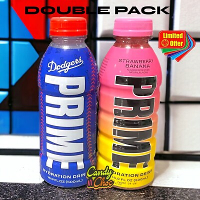Prime Hydration Strawberry Banana & LA Dodgers V2 Bottle Rare USA ...