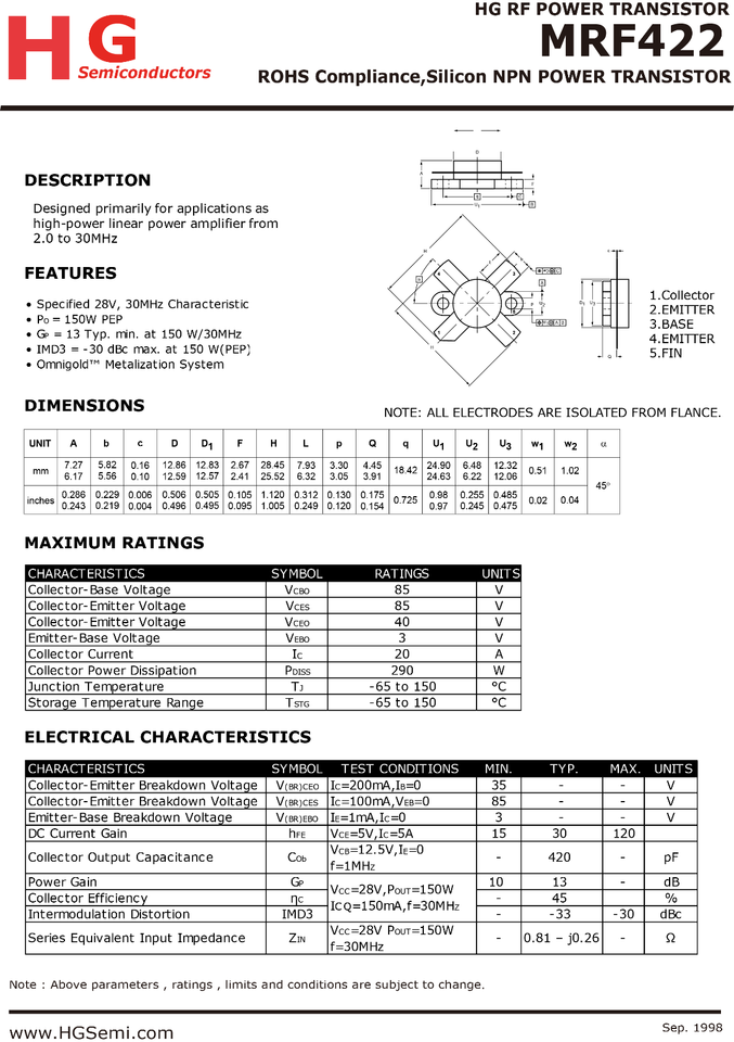 HG(HuaGao) 2 PCS MRF422(MP, Match HFE) build by HG | eBay