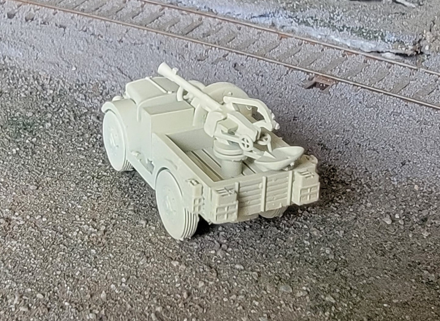 One 1/87 HO scale WW2 Italian AS 37 light truck w/20mm Breda AA gun ...