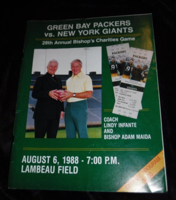 1988 NFL Bishop's Charities Game Program NEW YORK GIANTS @ GREEN BAY ...