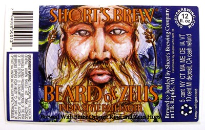 Short's Brewing BEARD OF ZEUS beer label MI 12oz STICKER | eBay