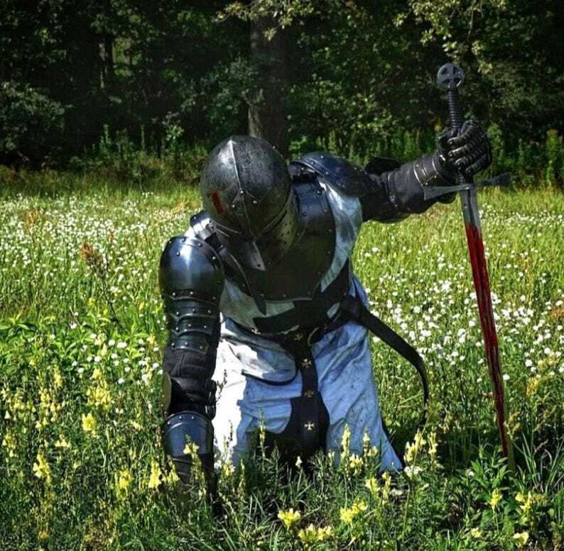 Black Templar Knight Armor Suit-Crusader Templar Armor/ Larp Cosplay ...