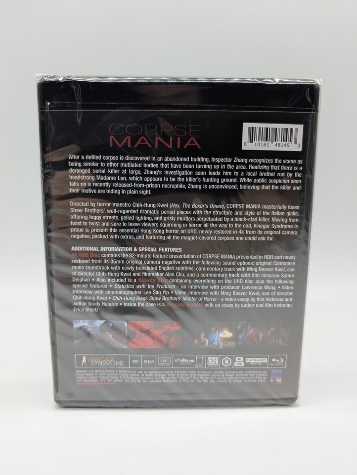 Corpse Mania (4K UHD + Blu Ray, 1981) Vinegar Syndrome w/ Slipcover New ...
