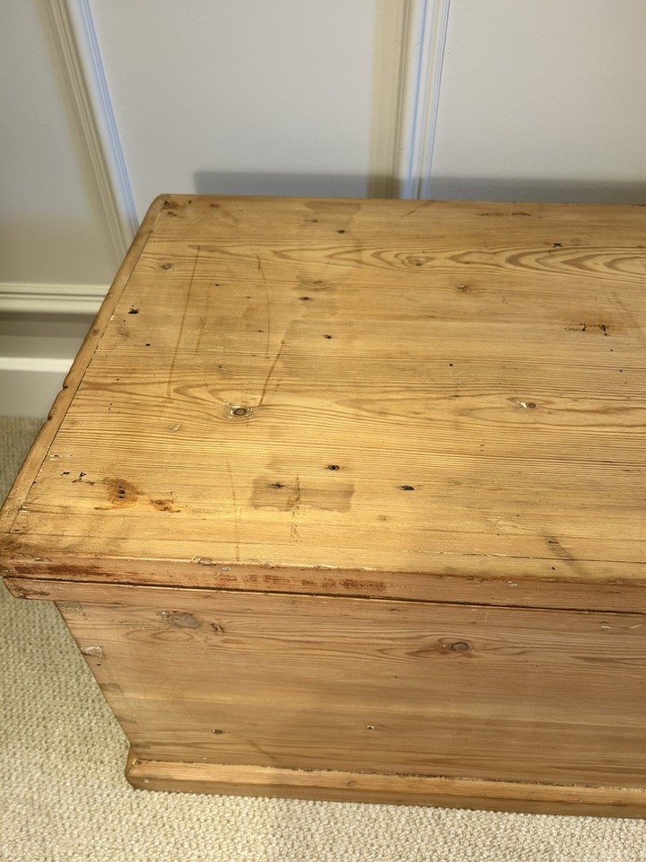 Antique Pine Blanket Box-Chest-Trunk-Coffee Table-Storage-Vintage-Dove ...