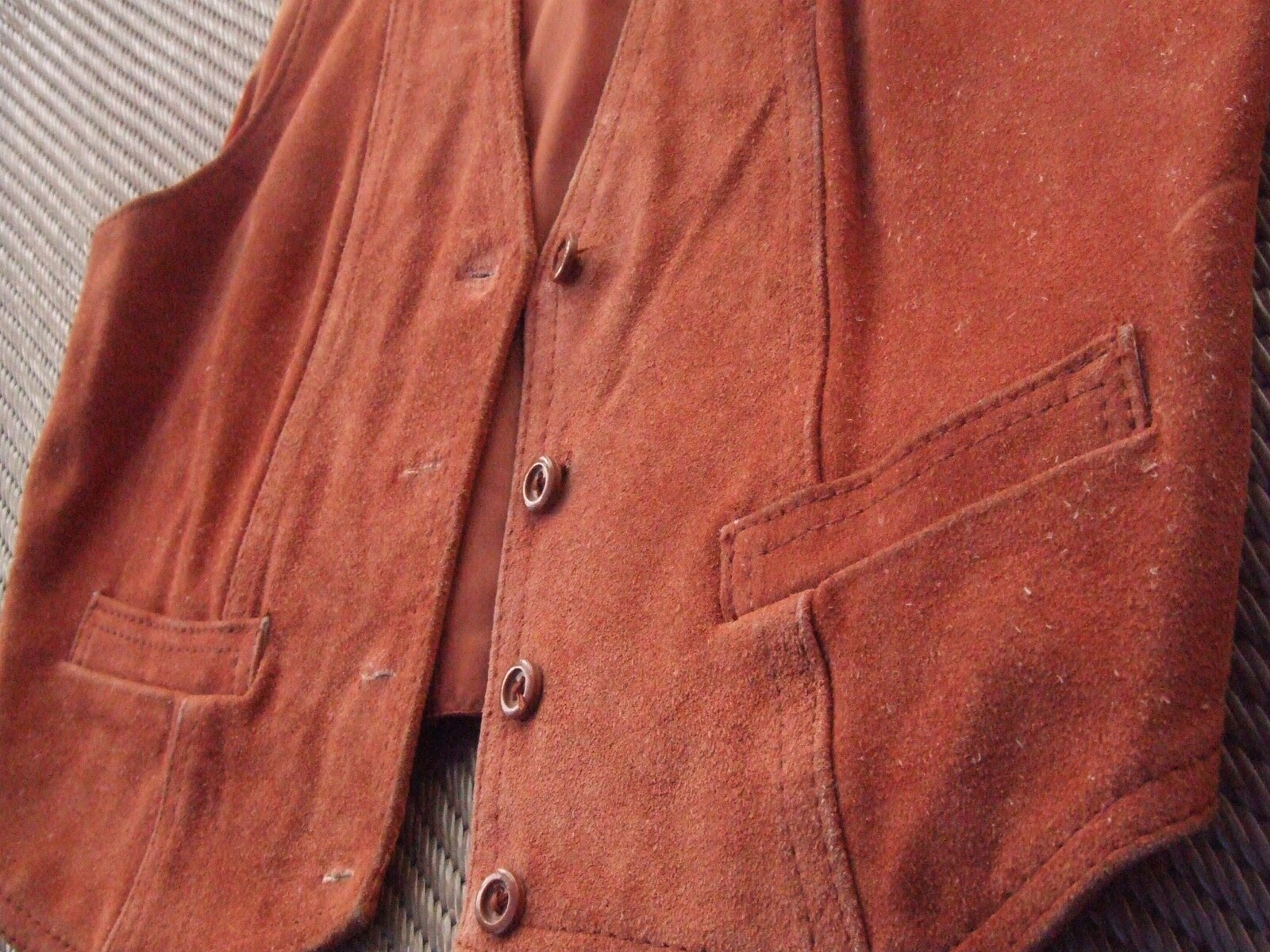 VTG Suede Leather Brooks Western Wear Vest Cowgirl Cowboy Rust Bown ...