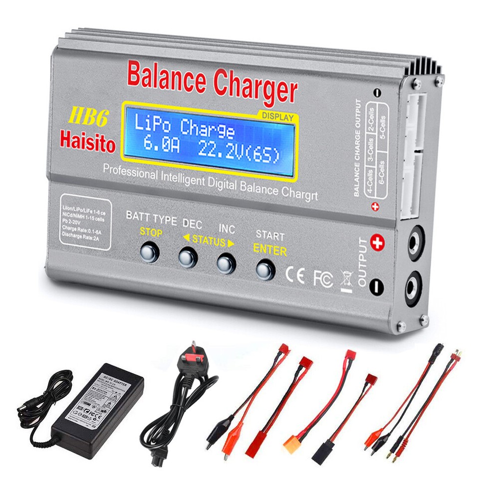 HB6 RC Battery Charger, 80W 6A Lipo Balance Charger/Discharger with ...