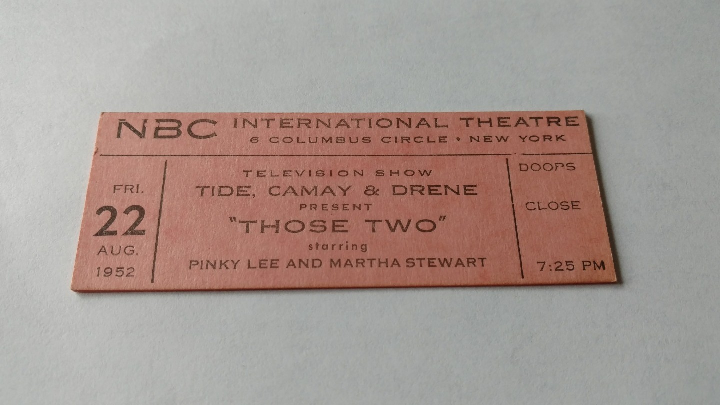 NBC International Theatre 1952 "Those Two" Show Ticket | eBay