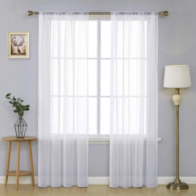 READY-MADE net CURTAINS VOILE tape top Pencil Pleat | eBay UK