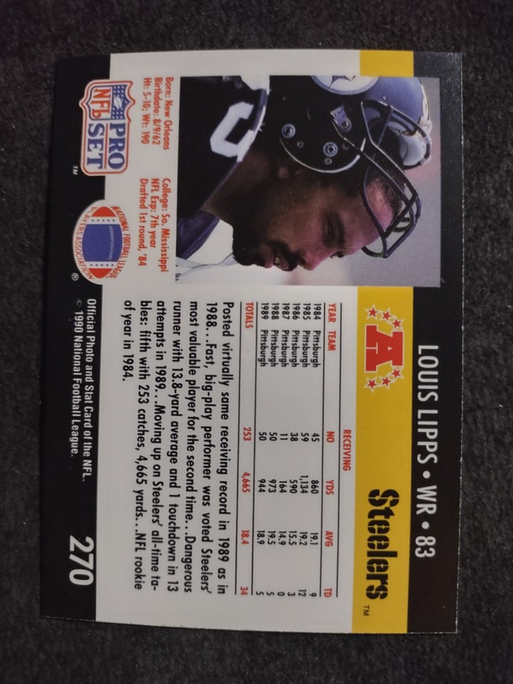 1990 Pro Set Louis Lipps Pittsburgh Steelers #270 Football Card | eBay