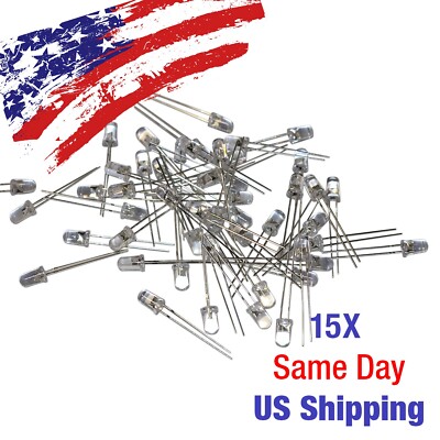 Clear Blue 5mm LED Light Emitting Diode 20mA 3V 28mm Legs 15PCS US SHIP ...