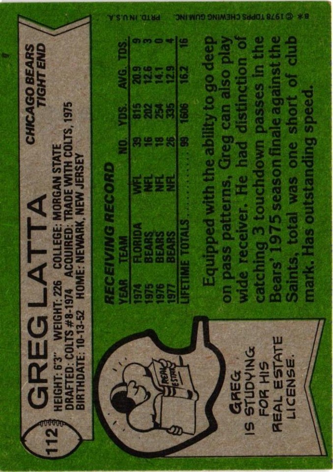GREG LATTA 1978 Topps Football #112 FREE SHIPPING B20R3S26P25 | eBay