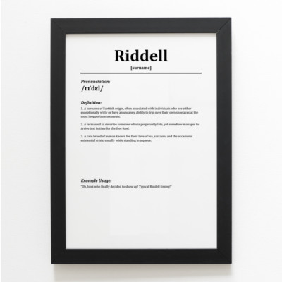 A4 PRINT - Riddell - Funny Humorous Family Surname Definition | eBay