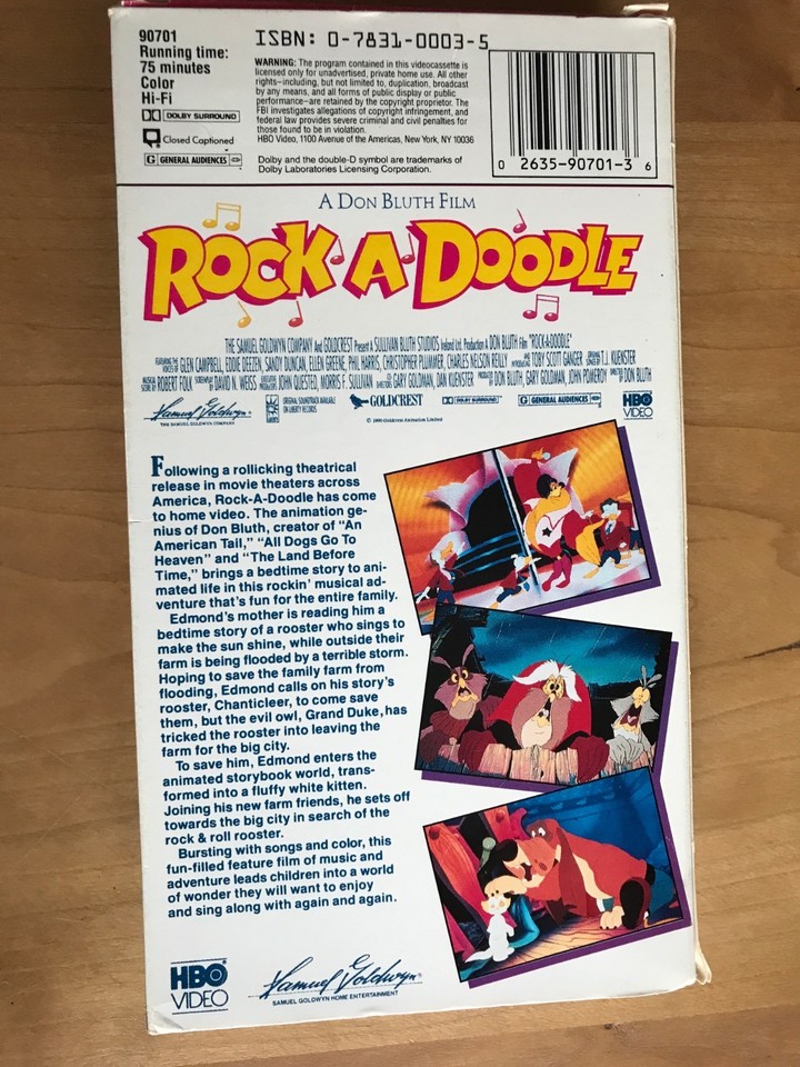 Rock-A-Doodle VHS 1999 Don Bluth Glenn Campbell HTF OOP RARE ...