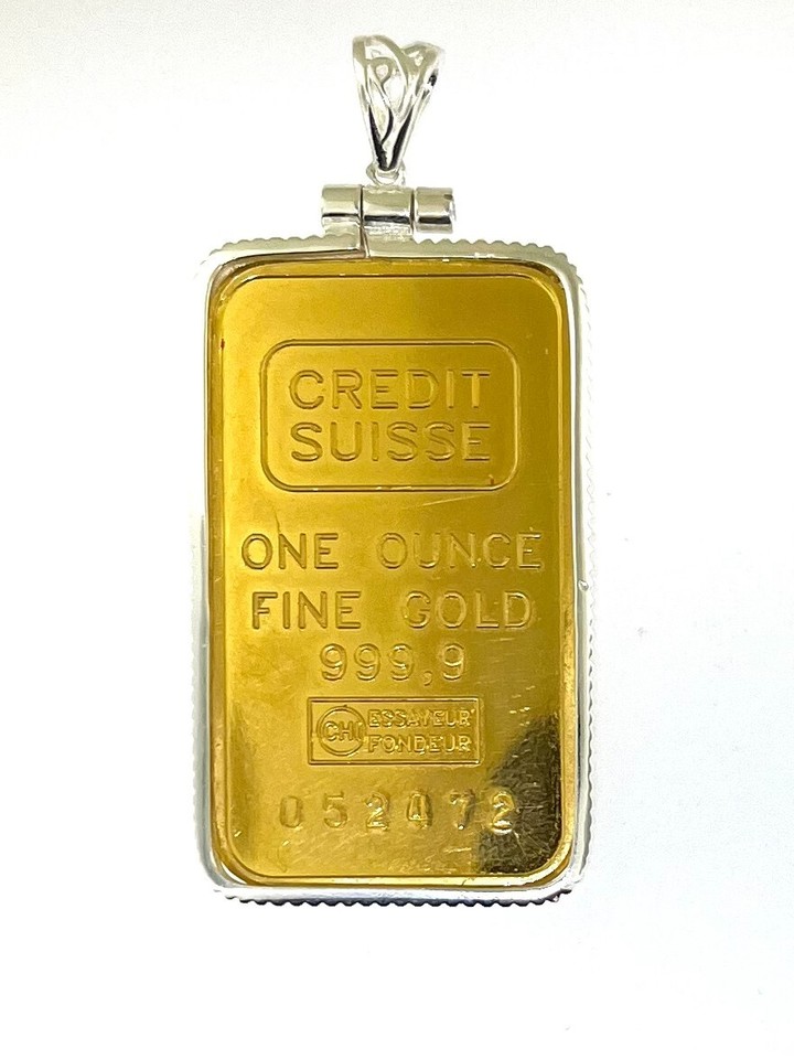 Sterling silver screw top Bezel frame For 1 oz ounce Credit Suisse Gold ...