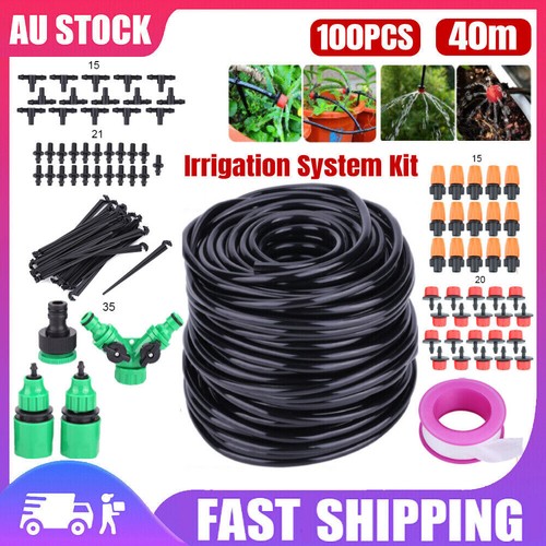40m Garden Irrigation Drip Pipe 4mm 7mm Micro Hose Tube Line Dripper ...