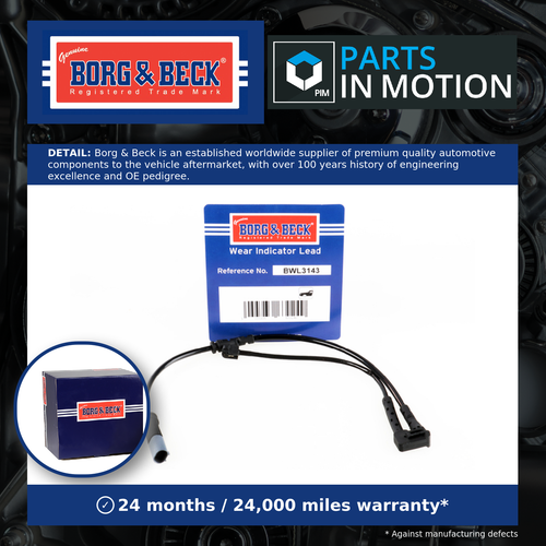 Brake Pad Wear Indicator Sensor Front BWL3143 Borg & Beck Warning ...