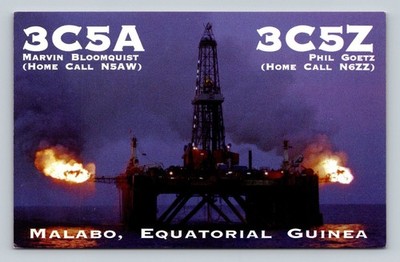 Ham Radio QSL 3C5A 3C5Z Malabo Equatorial Guinea 1996 Oil Rig Photo | eBay