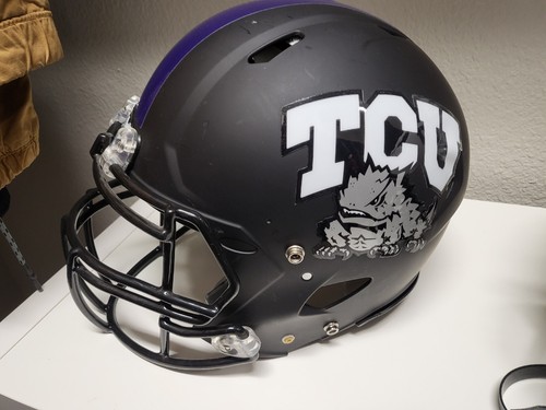 Black TCU Horned Frogs Game Worn Football Helmet | eBay
