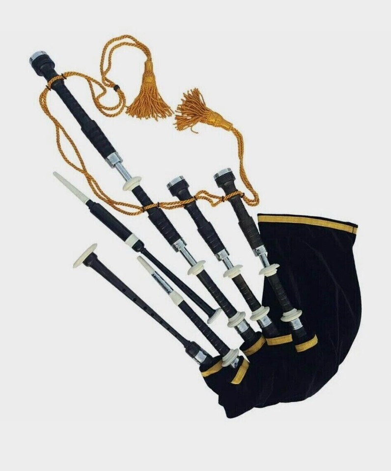 Scottish Great Highland Bagpipe Full Silver Engraved Mounts With Bag ...
