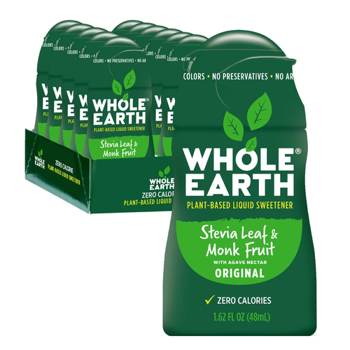 Whole Earth Stevia & Monk Fruit Liquid Sweetener, Original, No ...