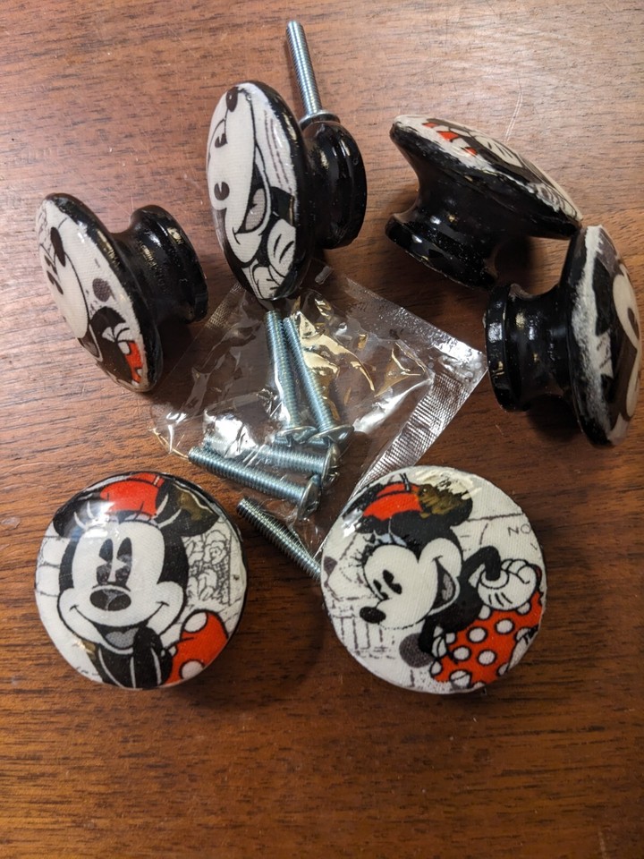 Minnie & Mickey Mouse Disney 6 Wooden Drawer Pulls Dresser Drawer Cabinet Knobs | eBay