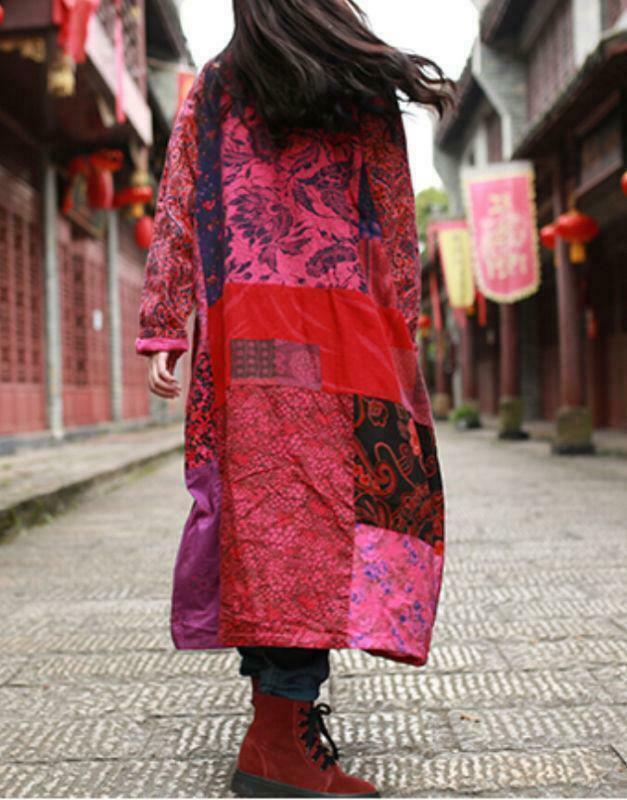 Fashion Chinese Folk Qipao Women Manual Long Floral Dress Coat Trench ...