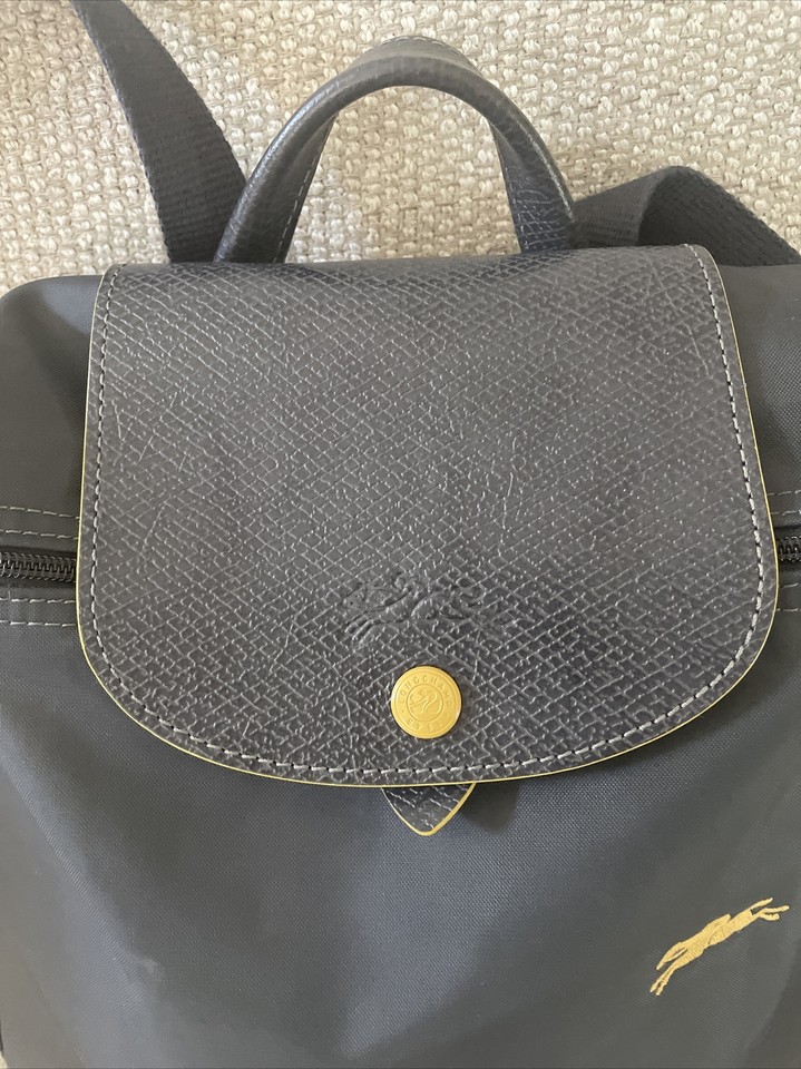 Authentic Longchamp Le Pliage Foldable Nylon Backpack. Gunmetal | eBay