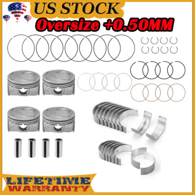 +0.50MM Piston & Rings & Bearing Kit For 2.4L Hyundai Sonata Kia OPTIMA ...