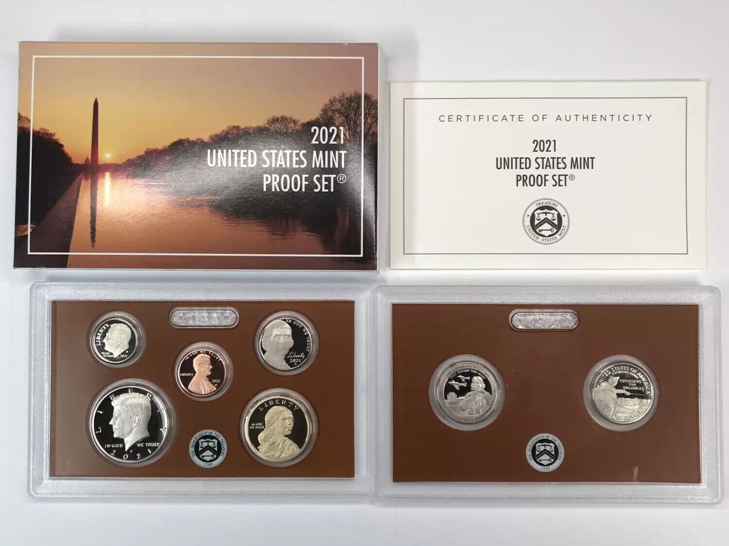 2021 US CLAD PROOF SET - 7 COINS - BOX & COA - DEEP CAMEO FRESH AC | eBay