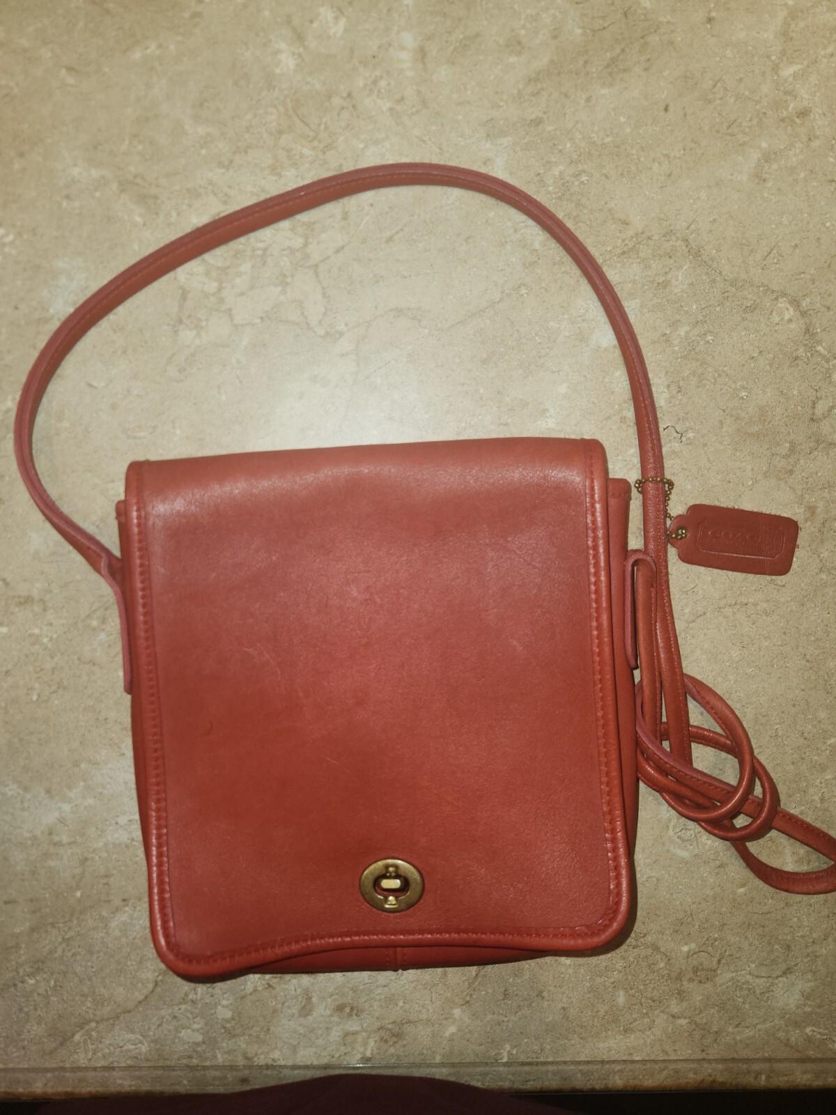 Vintage Coach Red Leather Purse Shoulder Bag - Gem