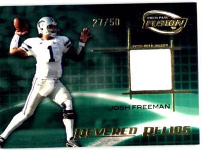 2009 Press Pass Fusion Revered Relics Gold Josh Freeman 27/50 KANSAS ...
